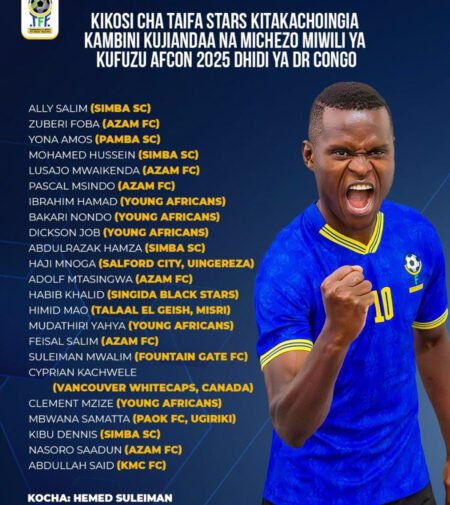 Kikosi Cha Taifa Stars Kilichoitwa Dhidi Ya DR Congo Kufuzu AFCON 2025 ...