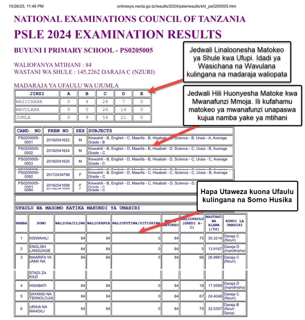 Matokeo ya Darasa la Saba 2025 Mikoa Yote (NECTA PSLE Results) - HABARI ...